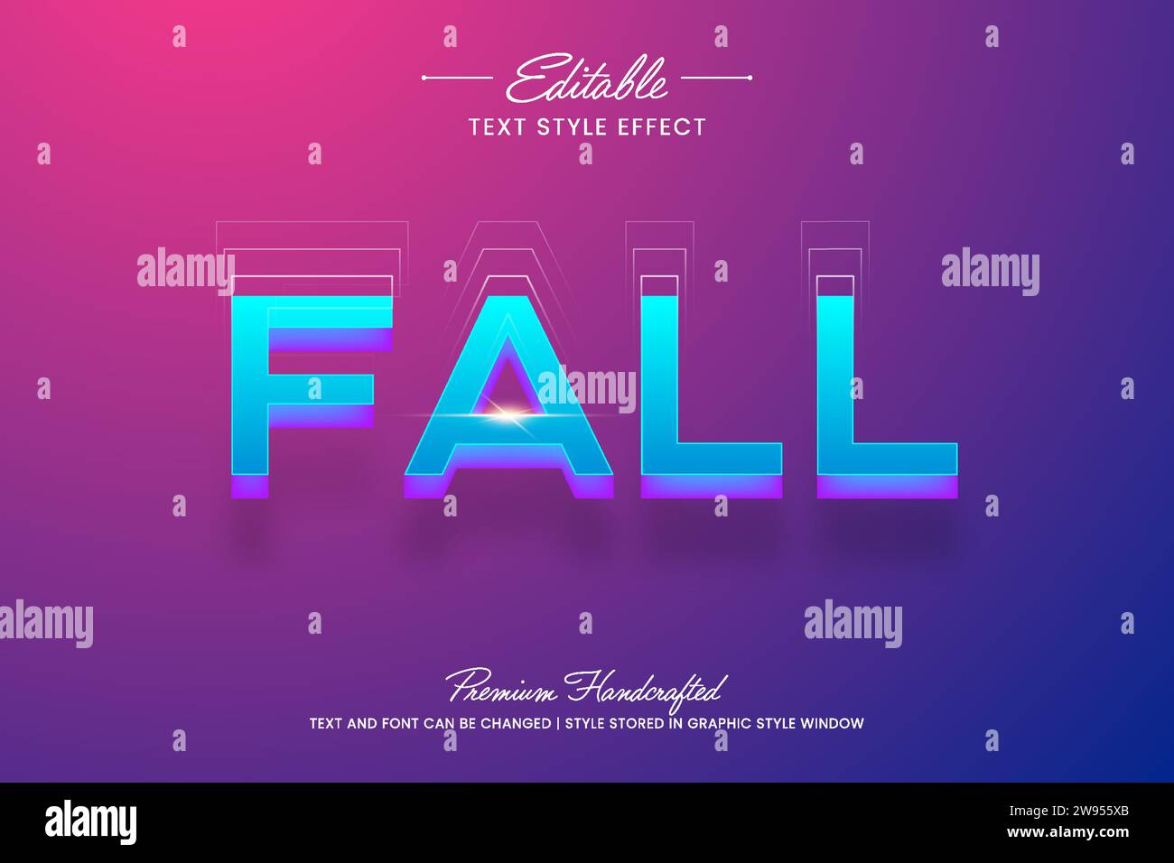 Shiny futuristic editable 3D vector text style effect on gradient ...