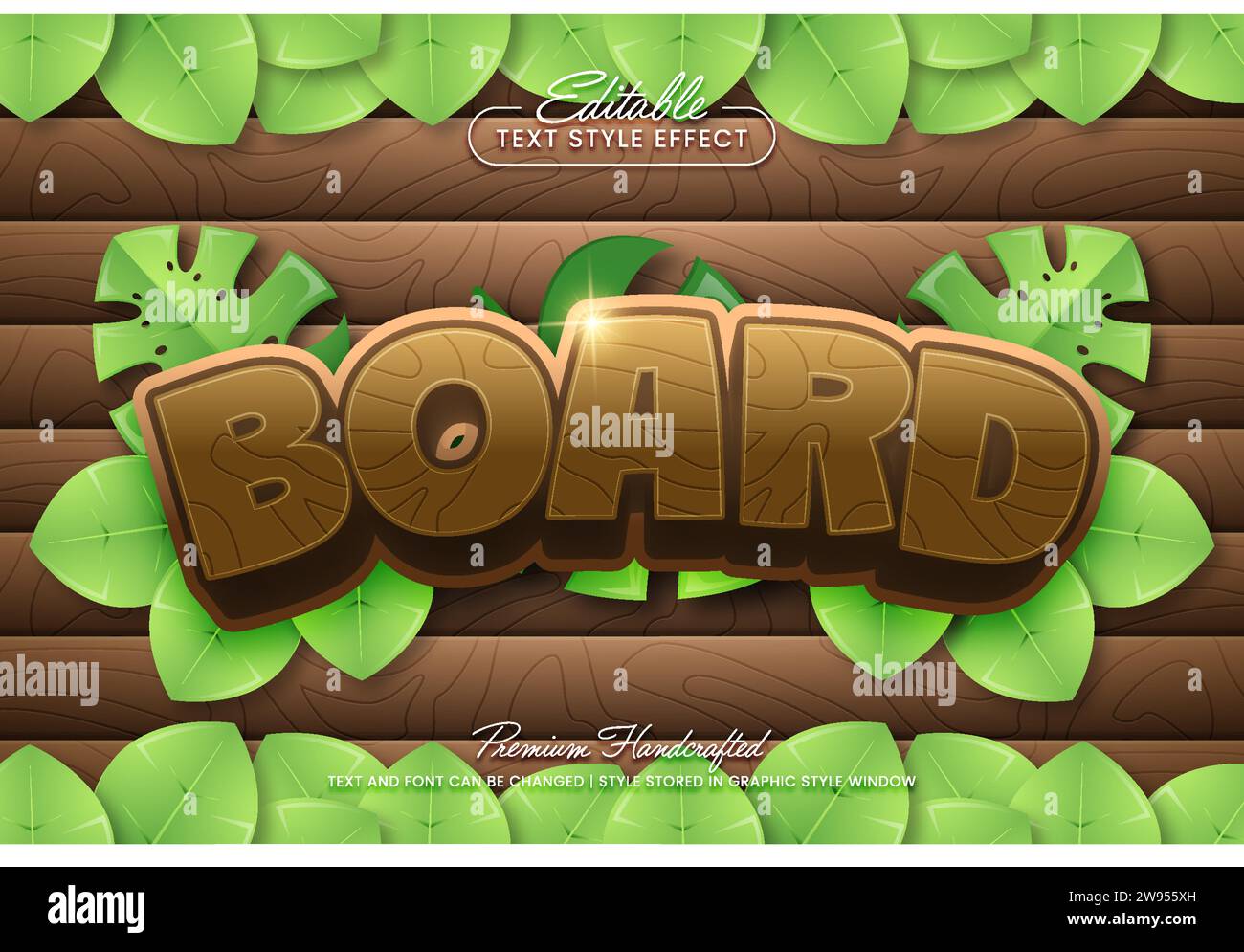 Organic wood board editable 3D vector text style effect, suitable for ...