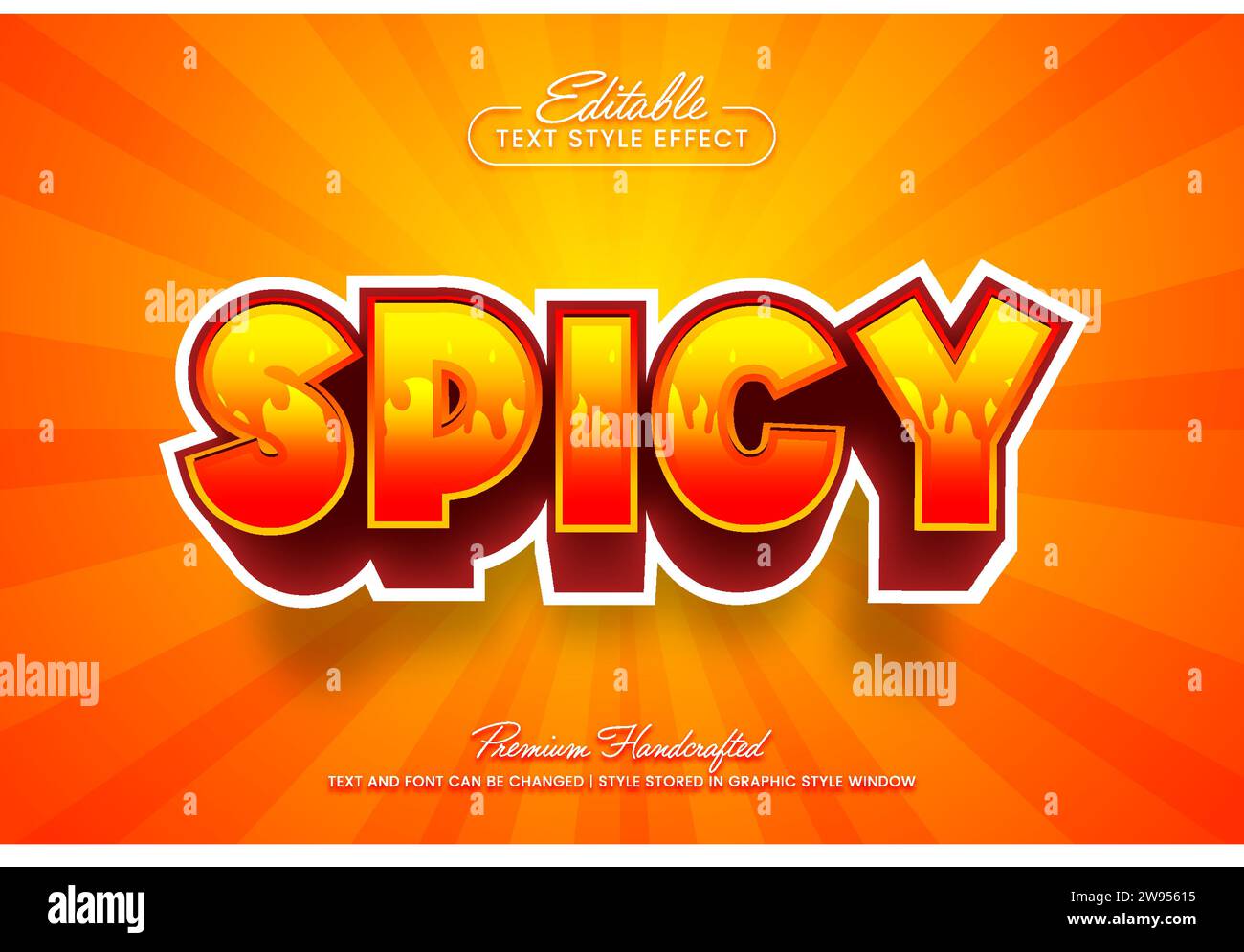Red hot burning spicy editable 3D vector text style effect, suitable ...