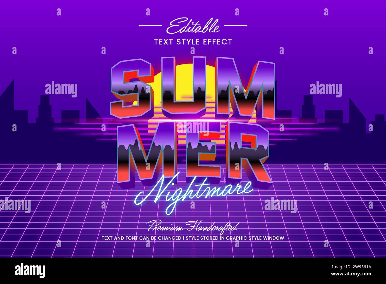 Retro disco 80s editable 3D vector text style effect, suitable for ...