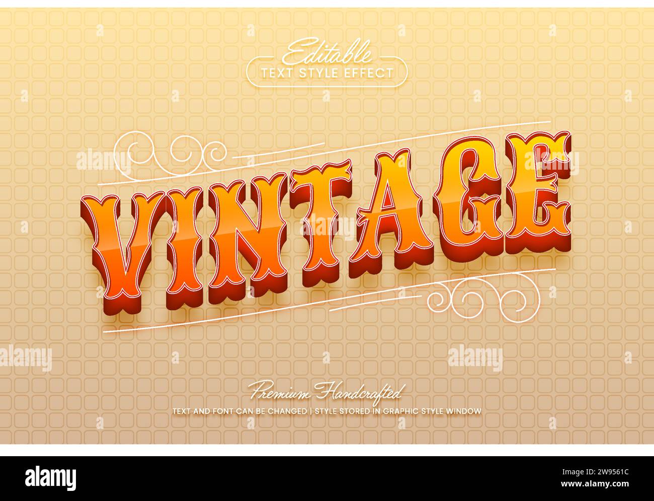 Vintage Retro Editable 3d Vector Text Style Effect On Gradient Background Suitable For Creating