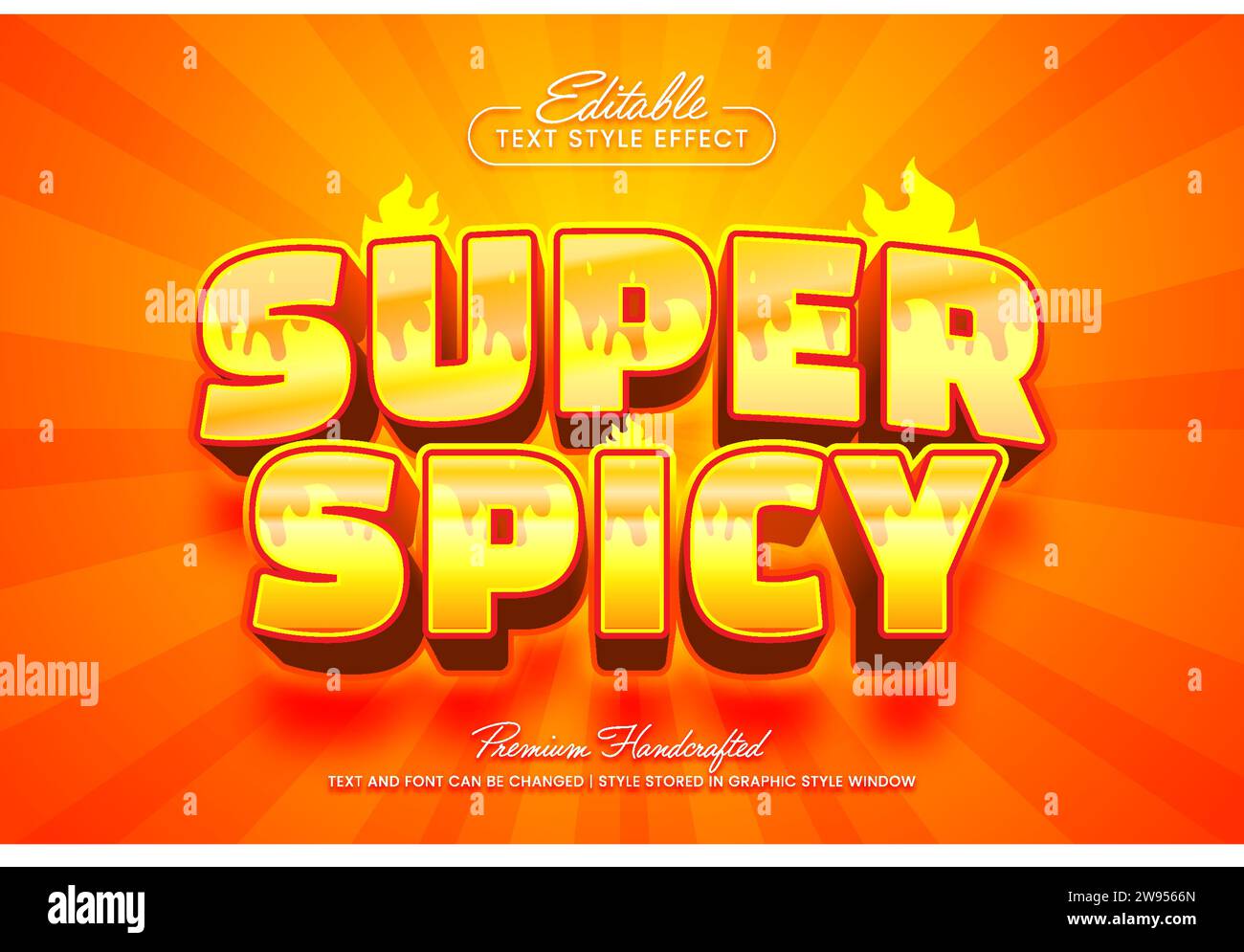 Red hot burning spicy editable 3D vector text style effect, suitable ...