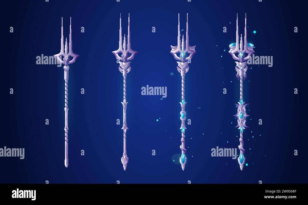 Poseidon or Neptune fantastic trident made of metal and gemstones for ...