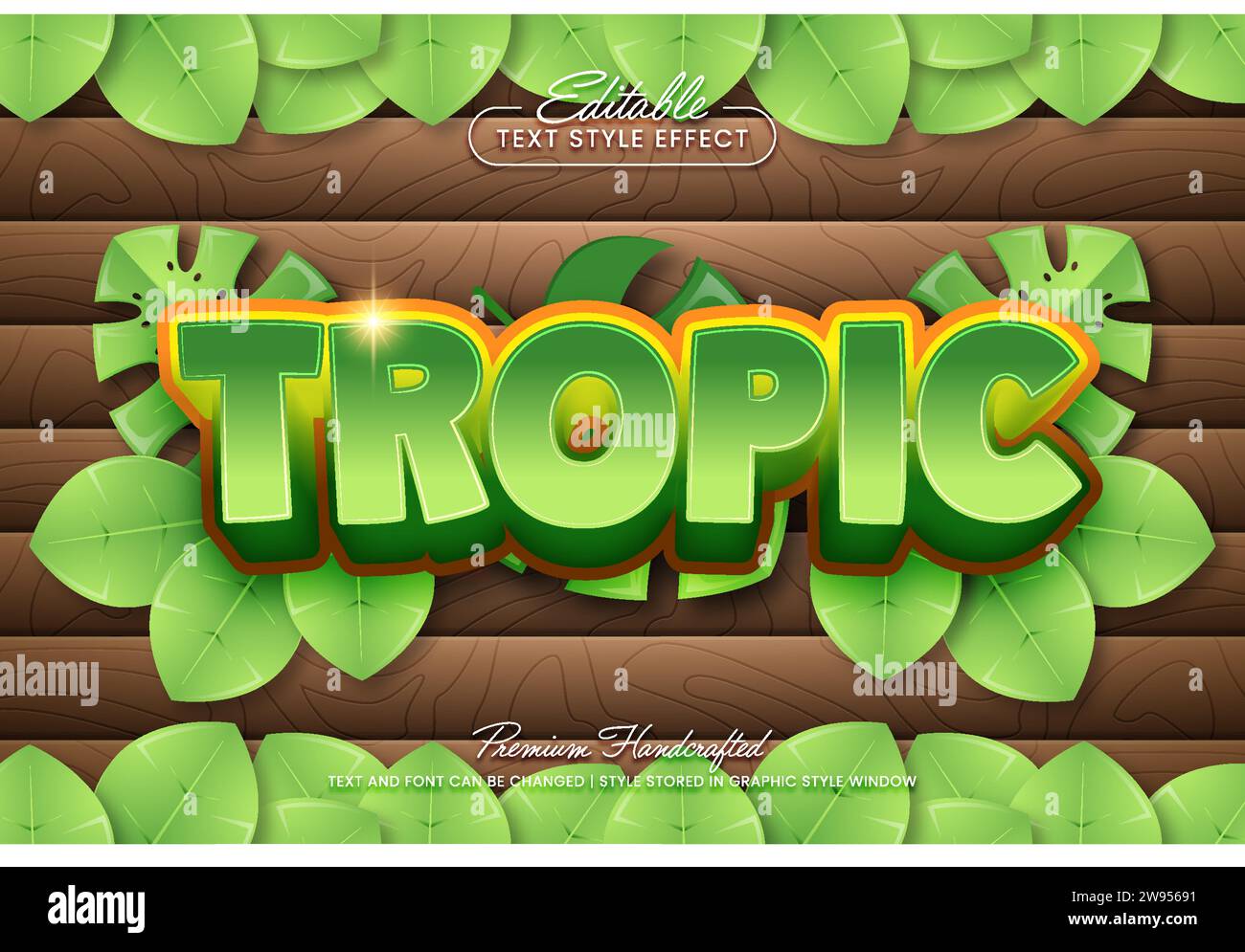 Tropical editable 3D vector text style effect, suitable for creating ... Tropical editable 3D vector text style effect, suitable for creating ...