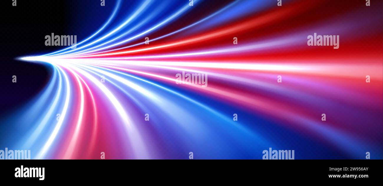 Fast motion light effect on black background. Vector realistic ...