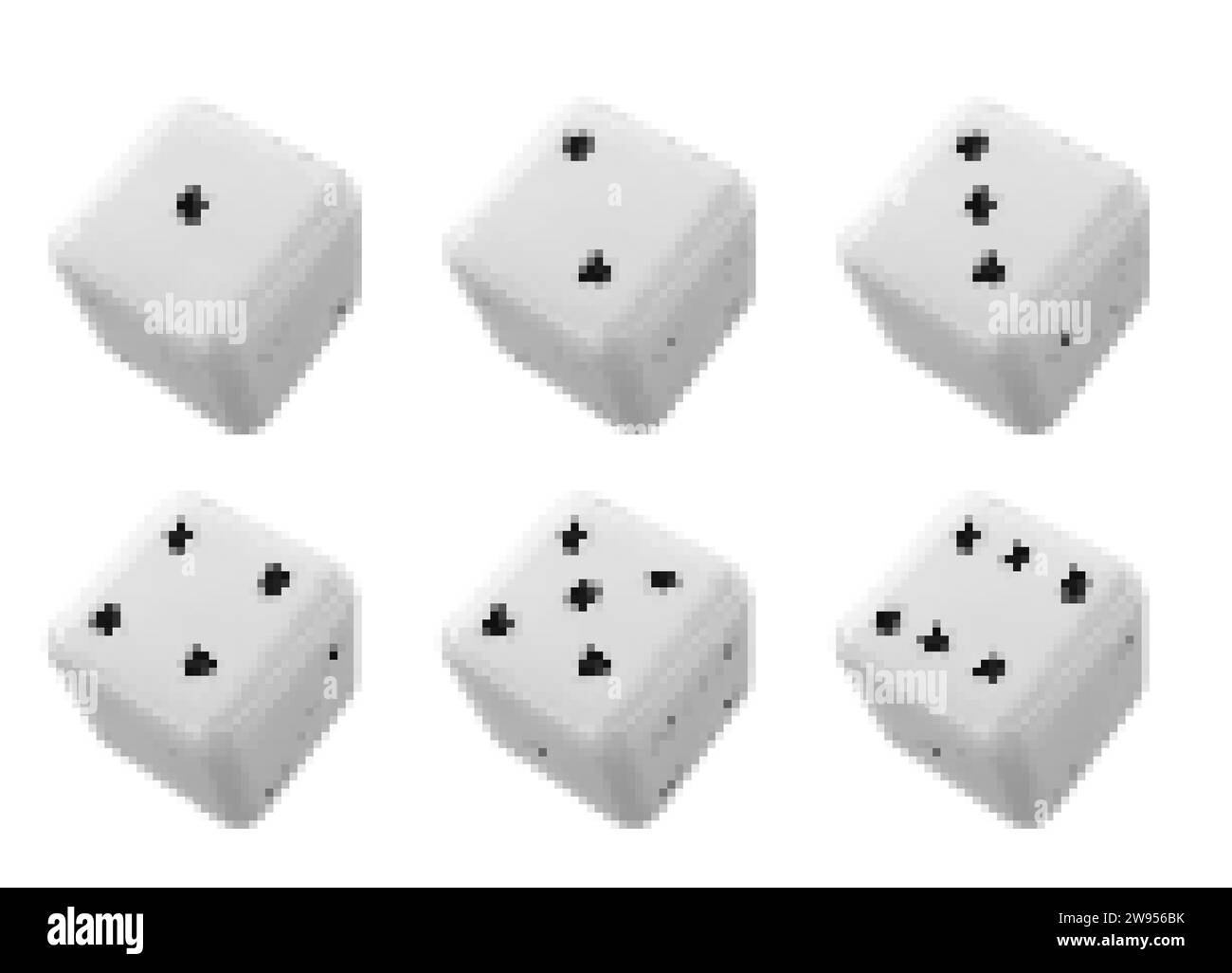 Playing dice 3d - realistic vector white cube with different number of dots from 1 to 6 for ...