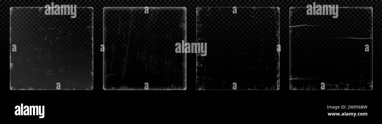 Worn grunge vinyl frame - realistic transparent vector illustration ...