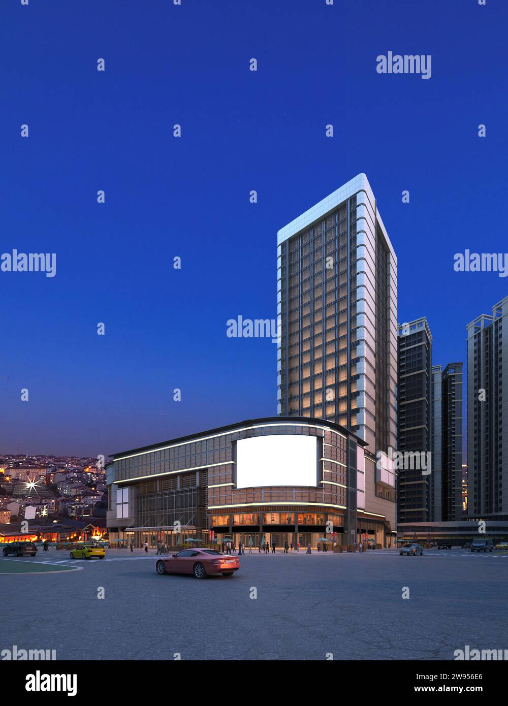 3D RENDER OF SHOPPING MALL BUILDINGS EXTERIOR Stock Photo - Alamy