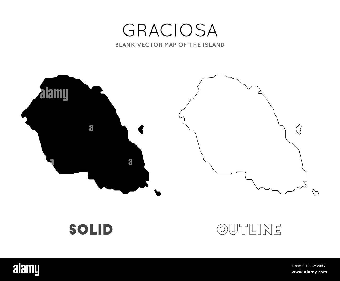 Graciosa map. Blank vector map of the Island. Borders of Graciosa for ...