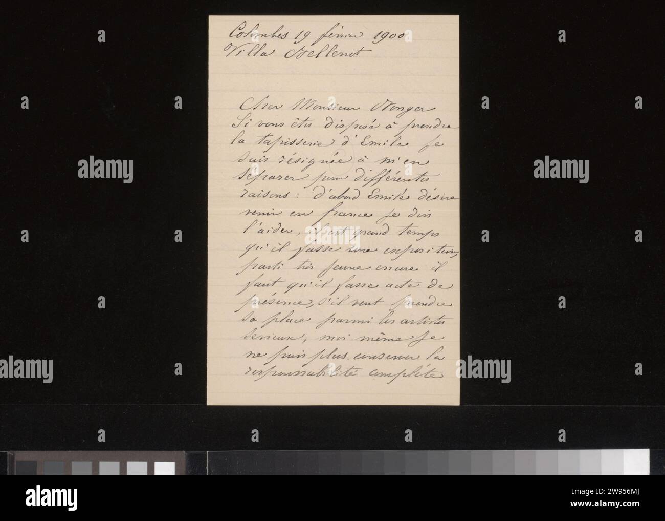 Letter to Andries Bonger, Héloist Bernard, 1900 letter Doves ink ...