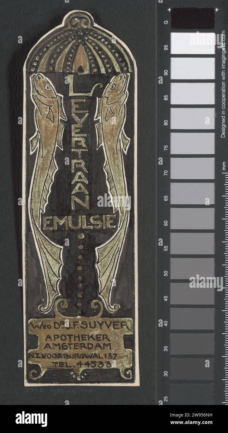Design for a pharmacy label for liver transport mulls, Reinier Willem ...