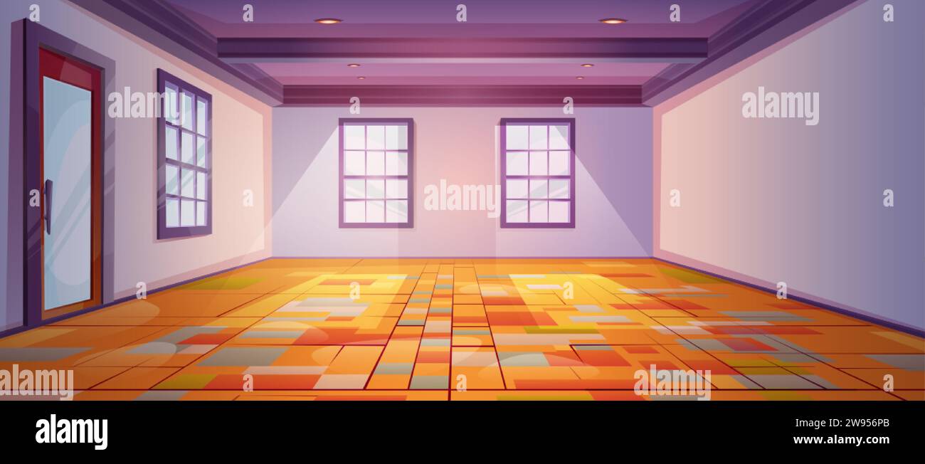 Empty room interior design. Vector cartoon illustration of spacious ...