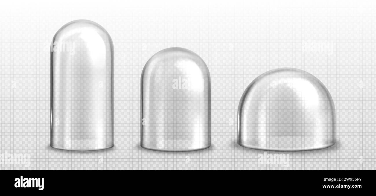 Glass domes set isolated on transparent background. Vector realistic ...