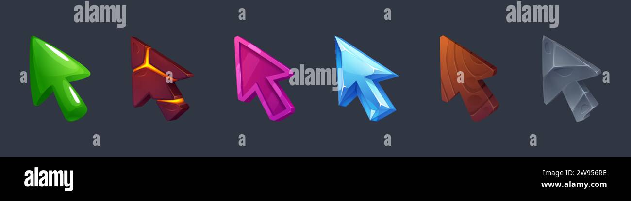 Game Ui Arrows Set Isolated On Background Vector Cartoon Illustration Of Computer Mouse Cursors
