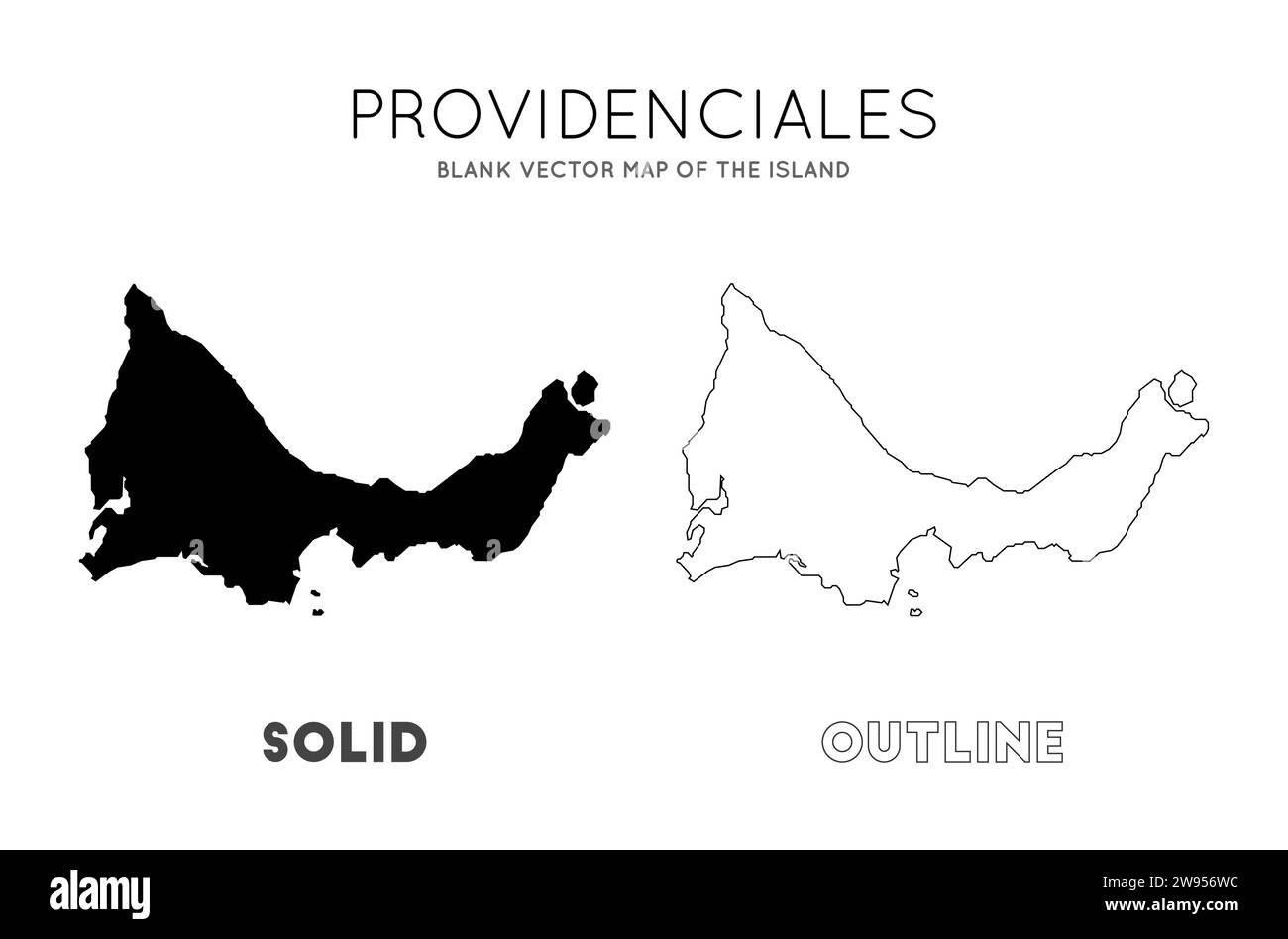 Providenciales map. Blank vector map of the Island. Borders of ...