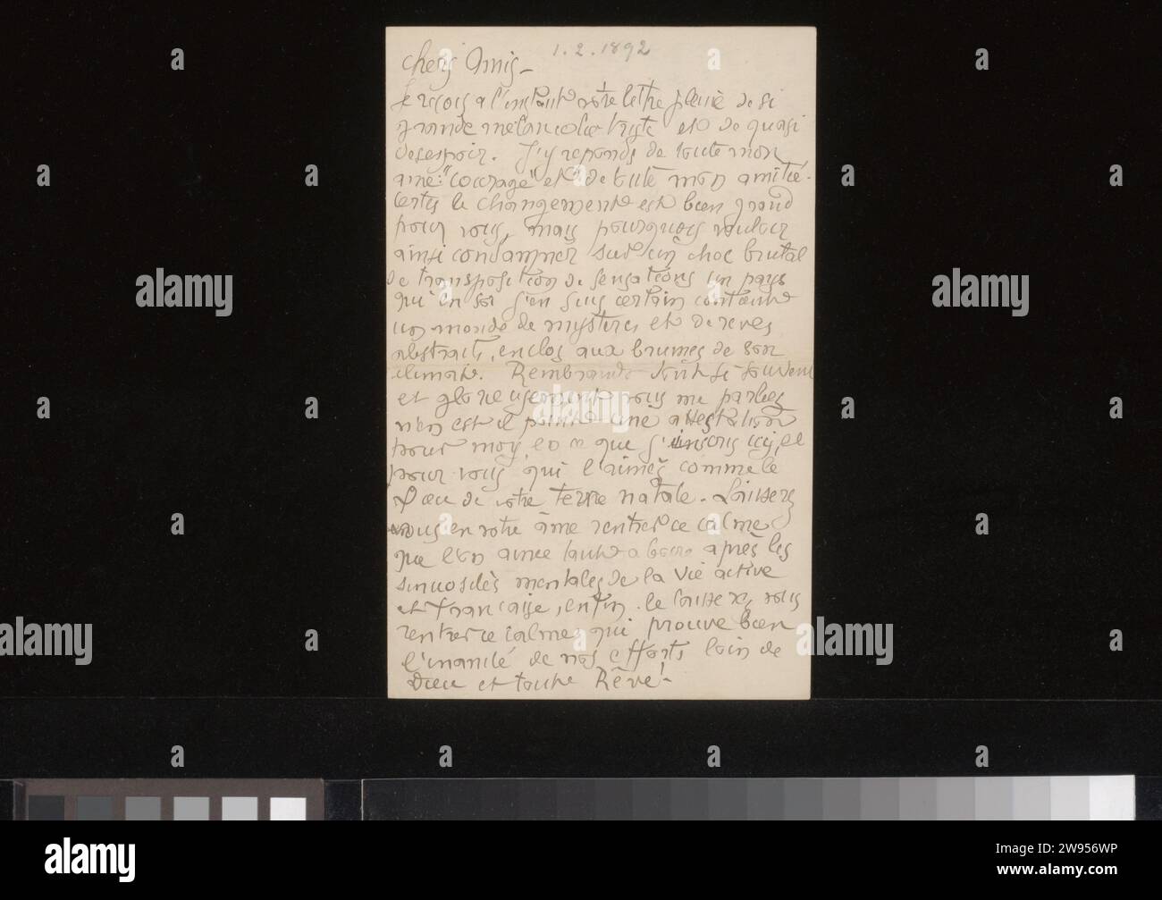 Brief aan Andries Bonger, Émile Bernard, in or before 1892 letter ...