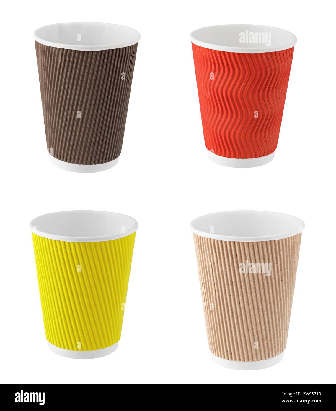 Set of colorful empty disposable paper cup for drinks isolated on white ...