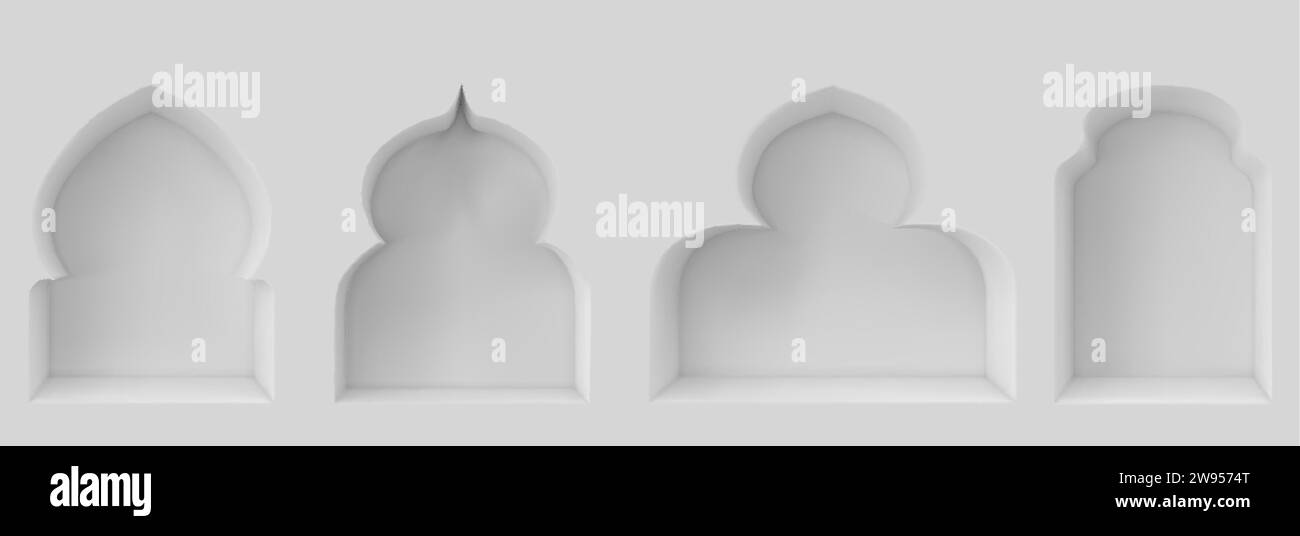 Arch window of mosque or muslim building. Realistic vector illustration ...