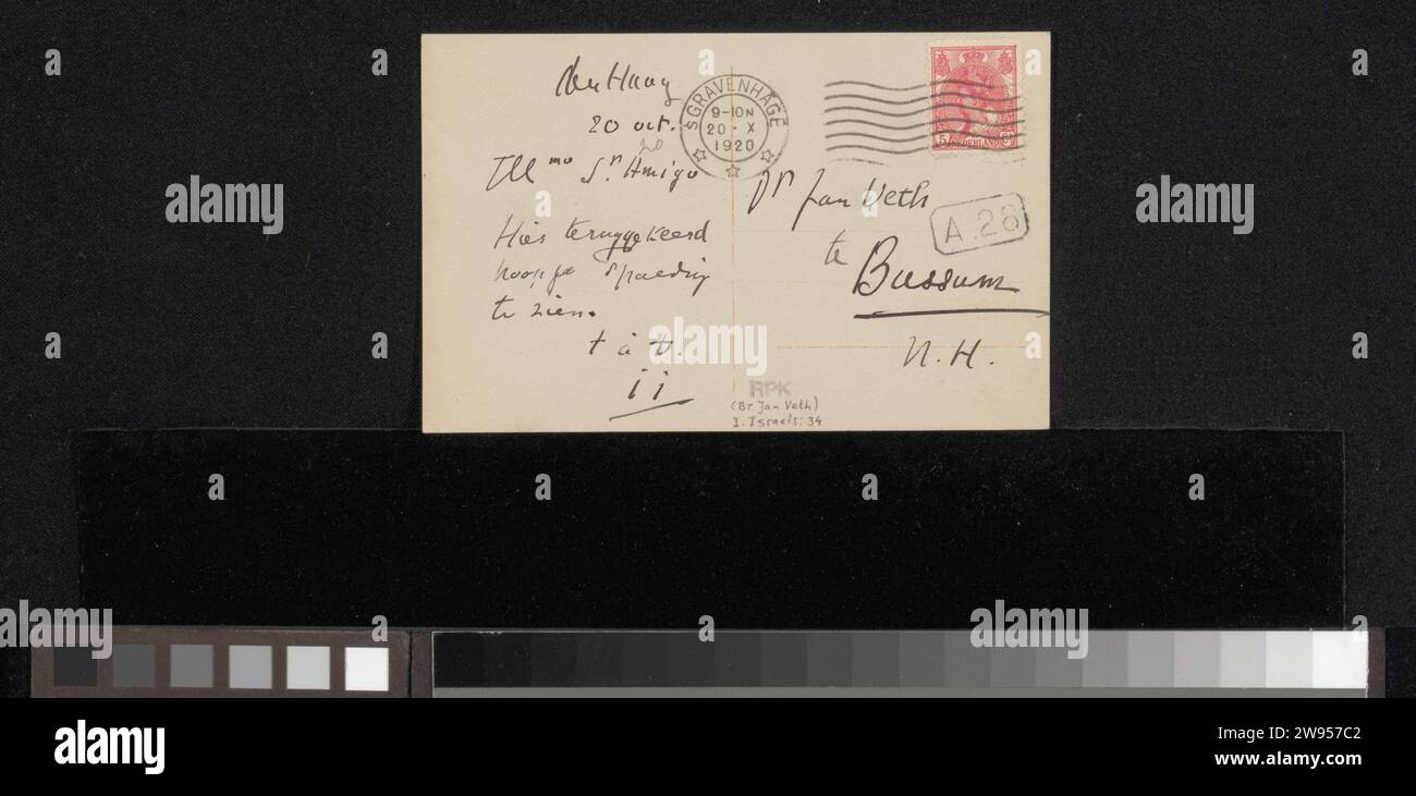 Postcard to Jan Veth, Isaac Israels, 1920 The Hague cardboard. ink ...