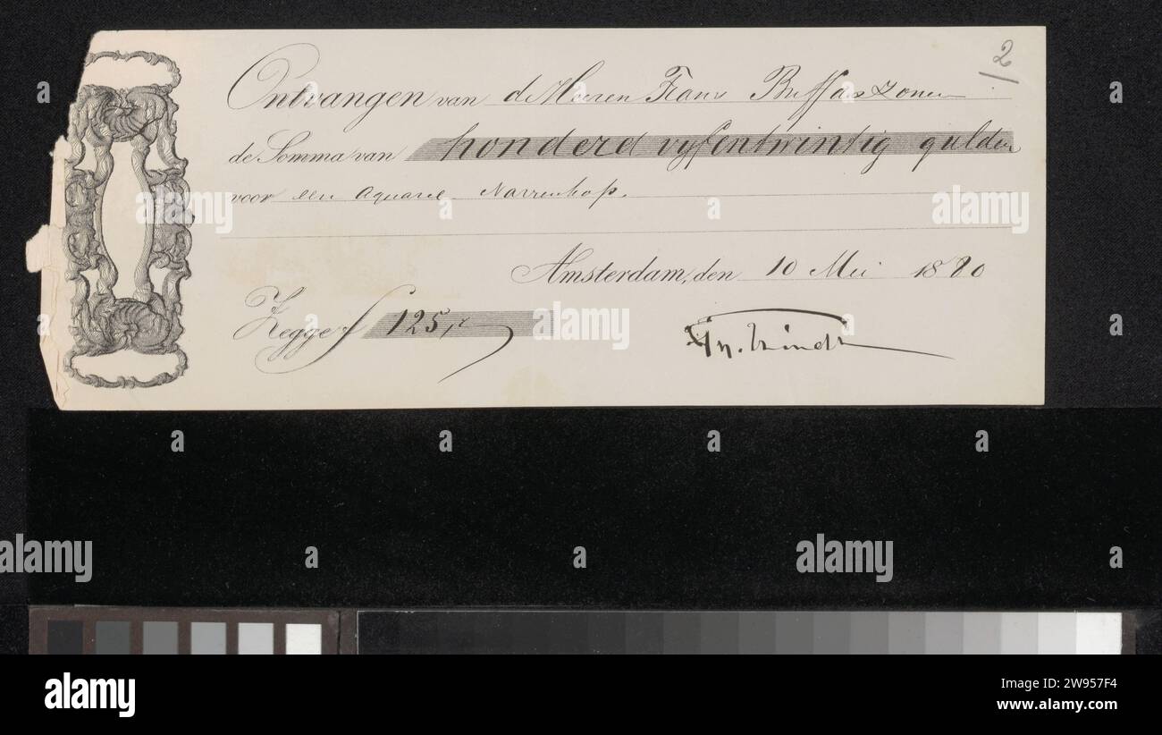 Receipt for Philip Windt, Frans Buffa and Sons, 1880 Amsterdam paper ...