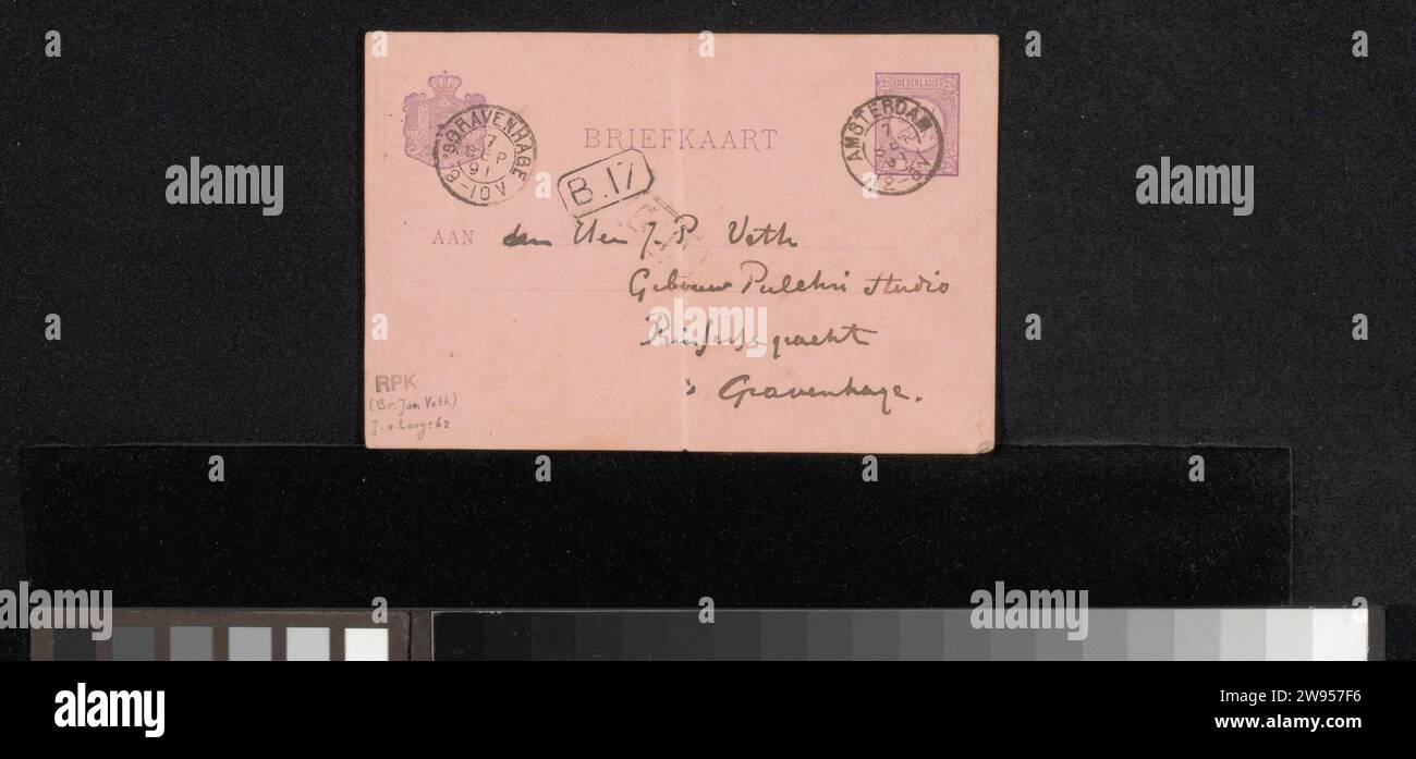 Postcard to Jan Veth, Jac van Looij, in or before 1891 Amsterdam ...