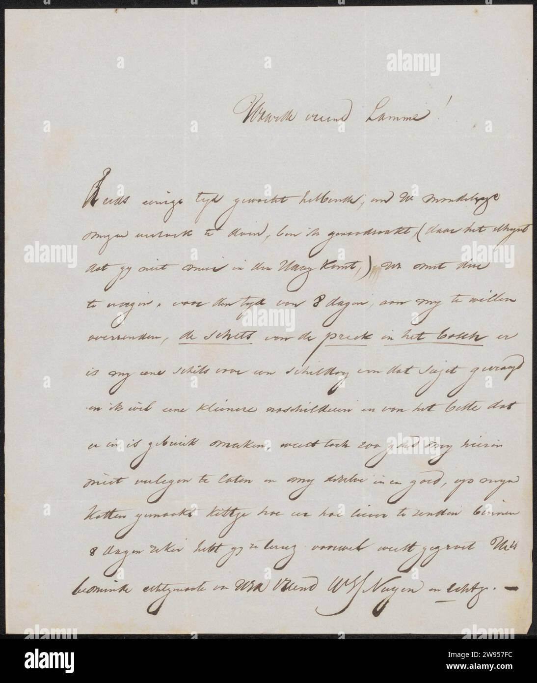 Letter to Ary Johannes Lamme, Wijnand Nuijen, 1822 - 1839 letter paper. ink writing (processes ...