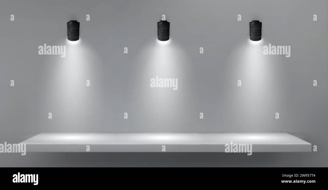 Spot led lamp light on shelf. Vector realistic illustration of product ...