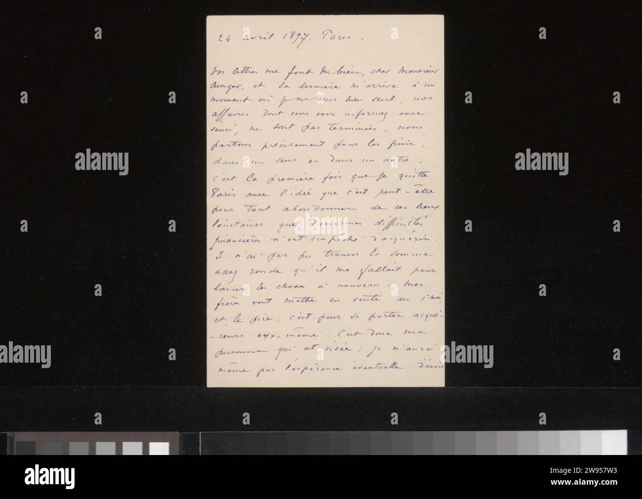Letter to Andries Bonger, Odilon Redon, 1897 letter Paris paper. ink ...