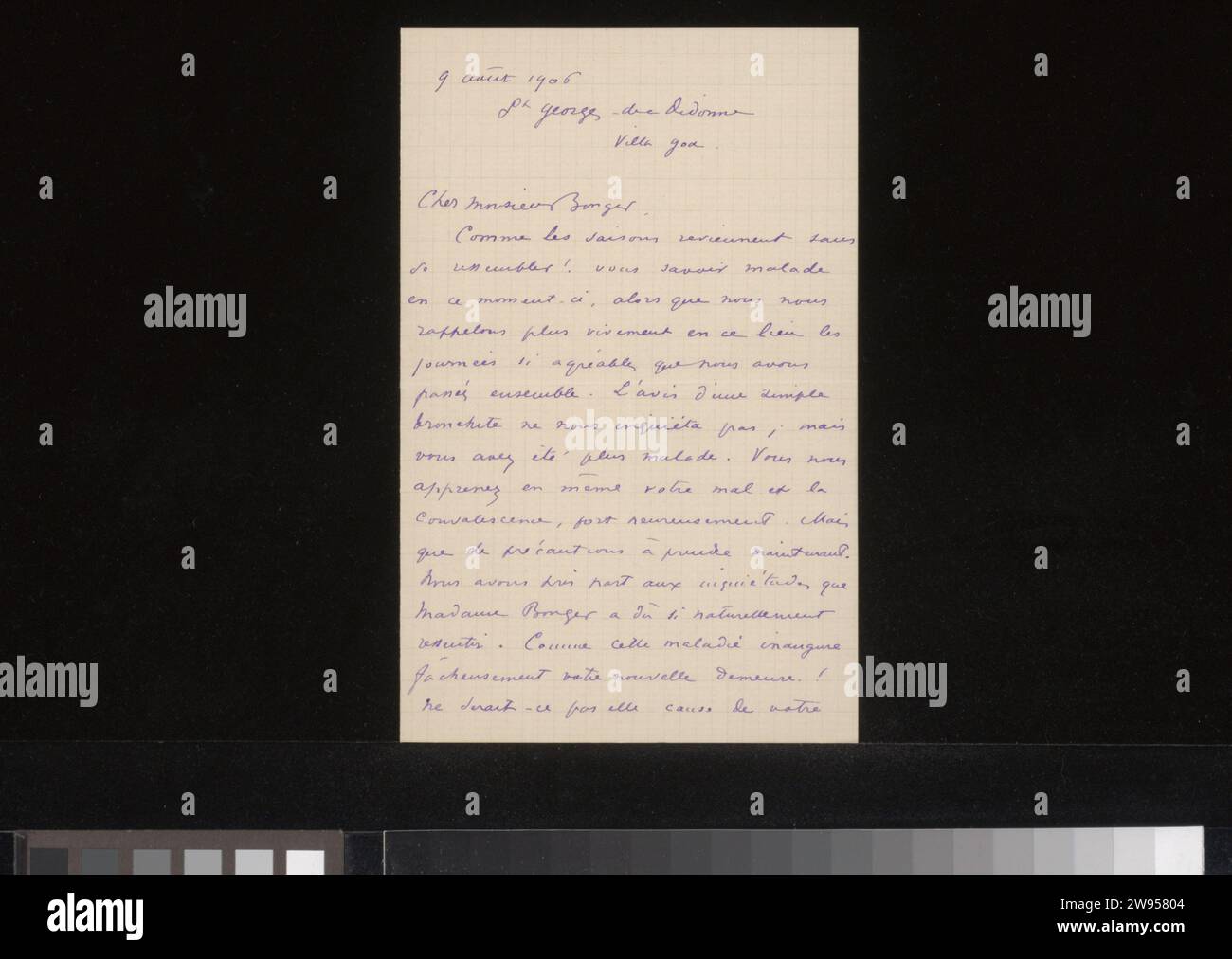 Letter to Andries Bonger, Odilon Redon, 1906 letter Saint-Georges-de ...