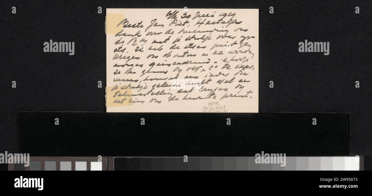 Letter to Jan Veth, Willem Witsen, 1918 letter cardboard. ink writing ...