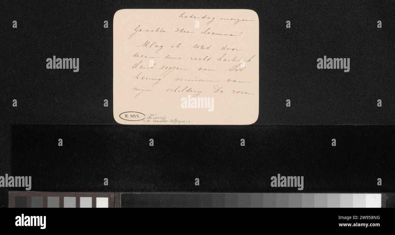 Brief Aan Ary Johannes Lamme, Thomasine Adrienne Cornelder -Doffegnies ...