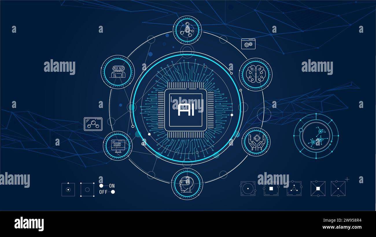 Virtual infographics on the topic of artificial intelligence, machine ...