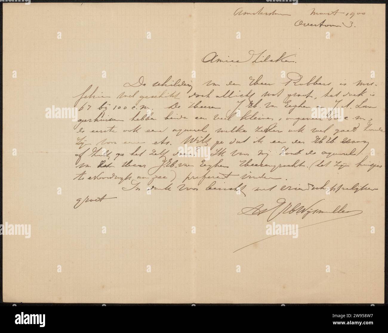 Letter to Philip Zilcken, Jan Hillebrand Wijsmuller, 1900 letter ...