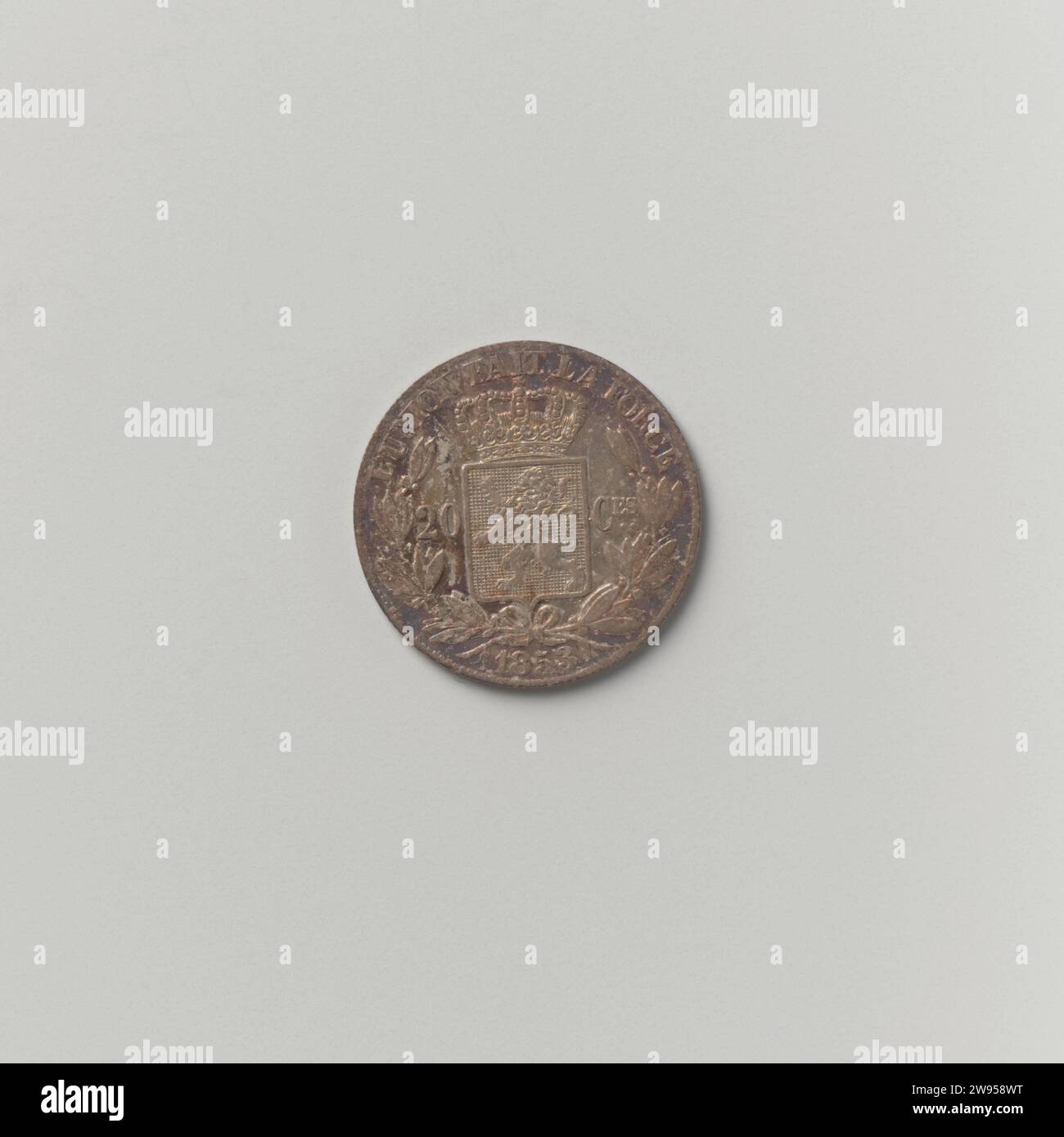 20 centimes from Belgium by Leopold I, 1853 ,, 1853 coin Silver coin ...