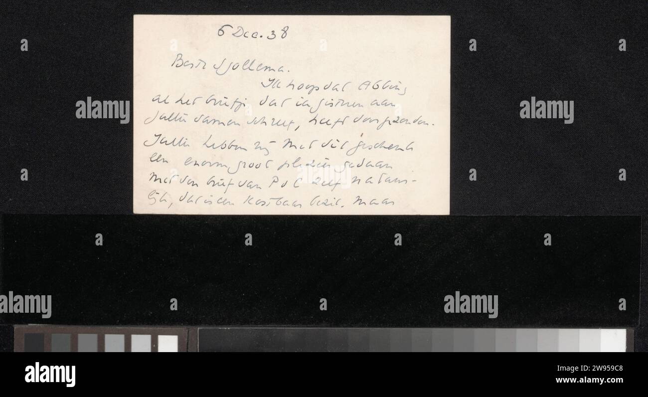 Letter to Joop Sjollema, Richard Nicolaüs Roland Holst, 1938 letter ...