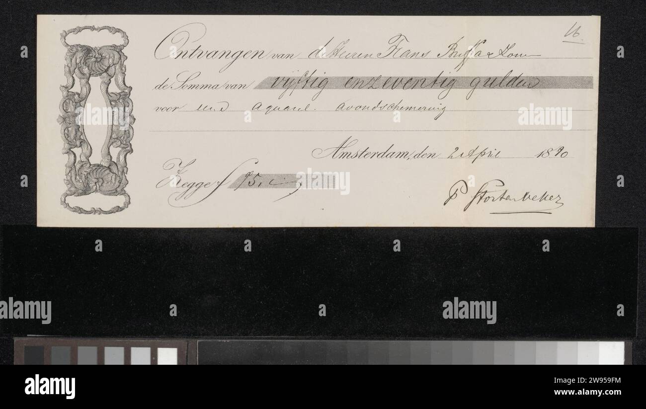 Receipt for Pieter Stortenbeker, Frans Buffa and Sons, 1880 Amsterdam ...