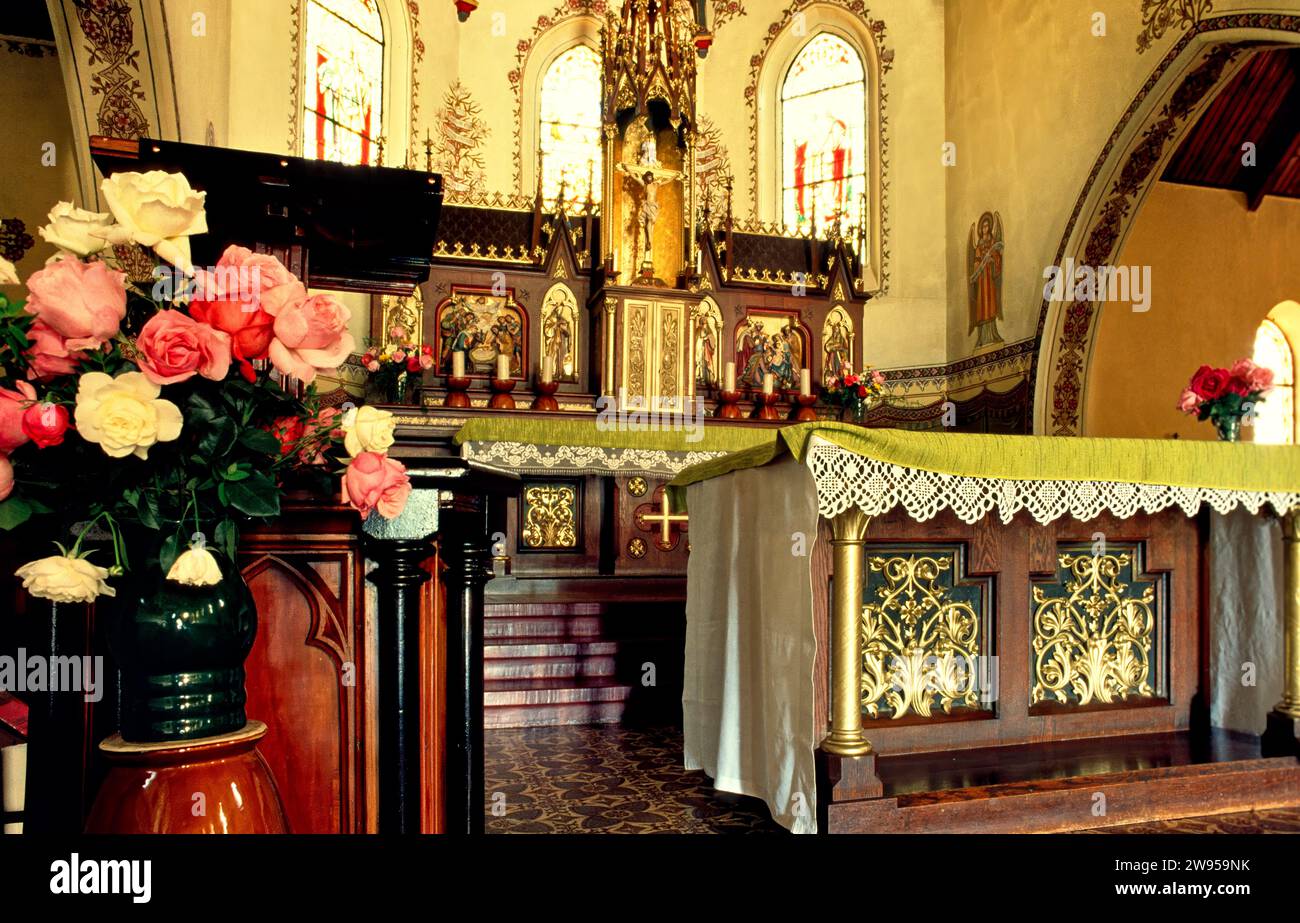 Reichenau Mission Church the interior with altar Underberg South Africa ...