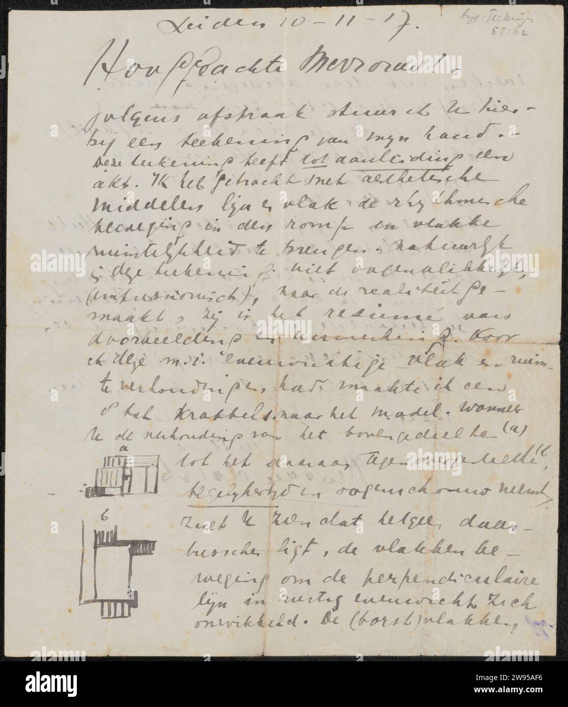 Letter to Anonymous, Theo van Doesburg, 1917 letter Leiden paper. ink ...