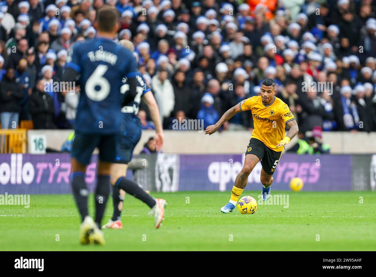 Wolverhampton, UK. 24th Dec, 2023. Wolves' Mario Lemina on the ball ...