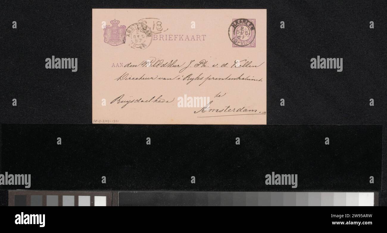 Postcard to Johan Philip van der Kellen, Hendrik Jacobus Scholten, 1887 ...