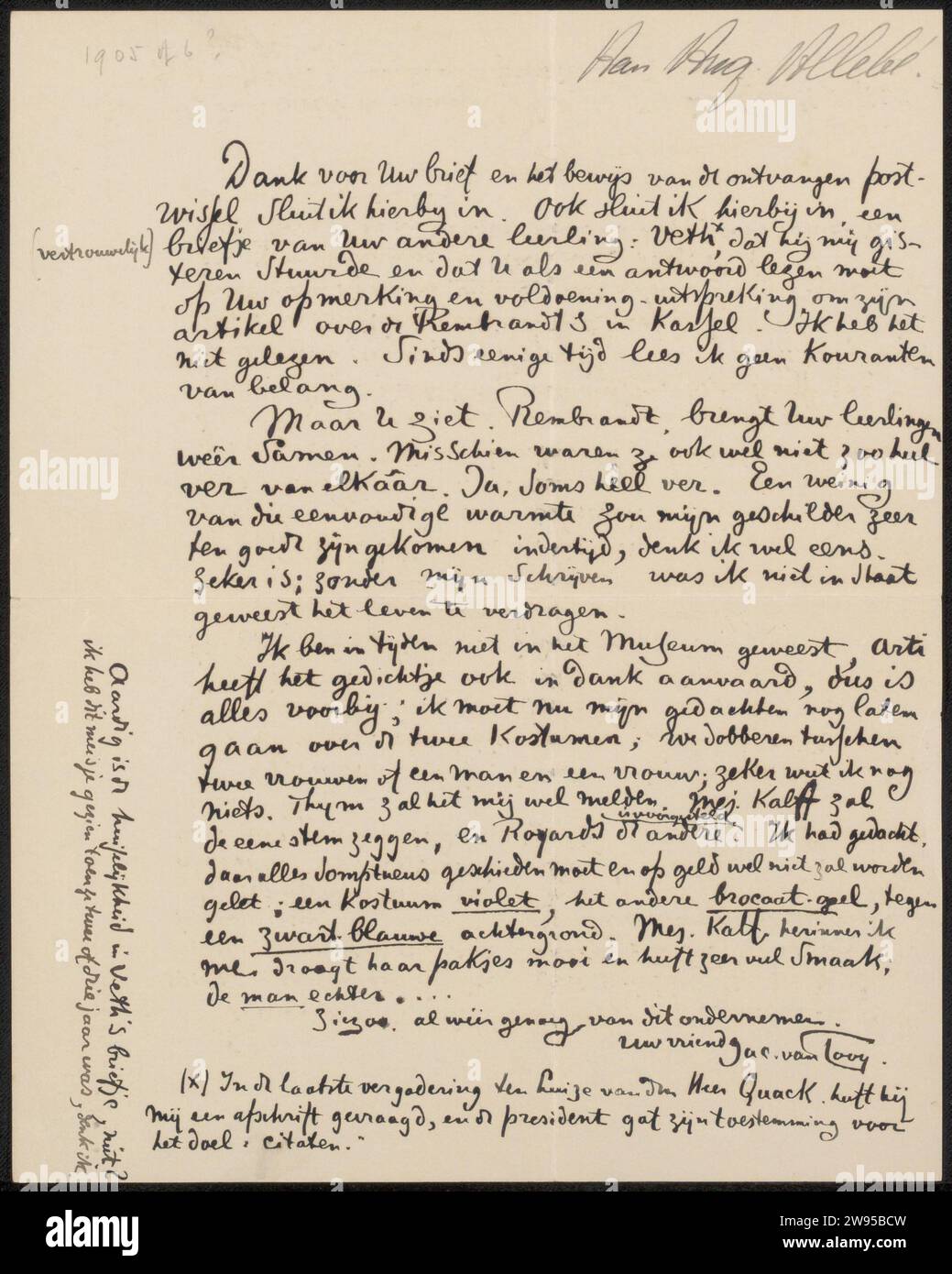 Letter to Unknown, Possible August Allebé, Jac van Looij, 1865 - 1930 ...