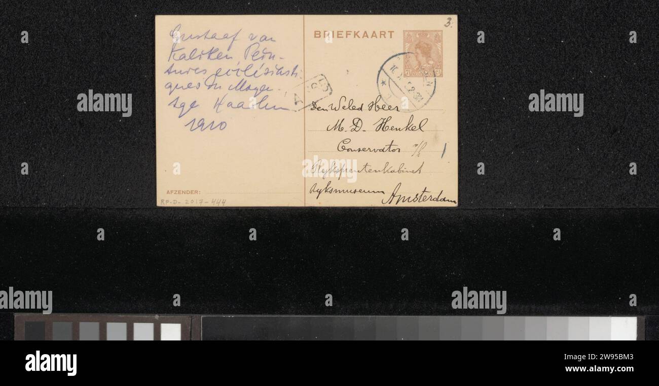 Postcard to Max Dittmar Henkel, Jacobus Henricus Maria Hagen, 1925 ...