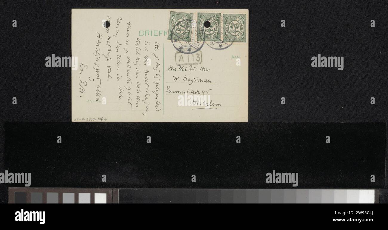 Postcard to Willem Bogtman, Richard Nicolaüs Roland Holst, 1922 ...