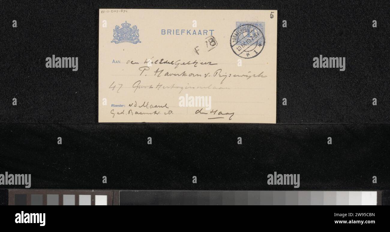 Postcard to Pieter Haverkorn van Rijsewijk, Marinus van der Maarel, in ...
