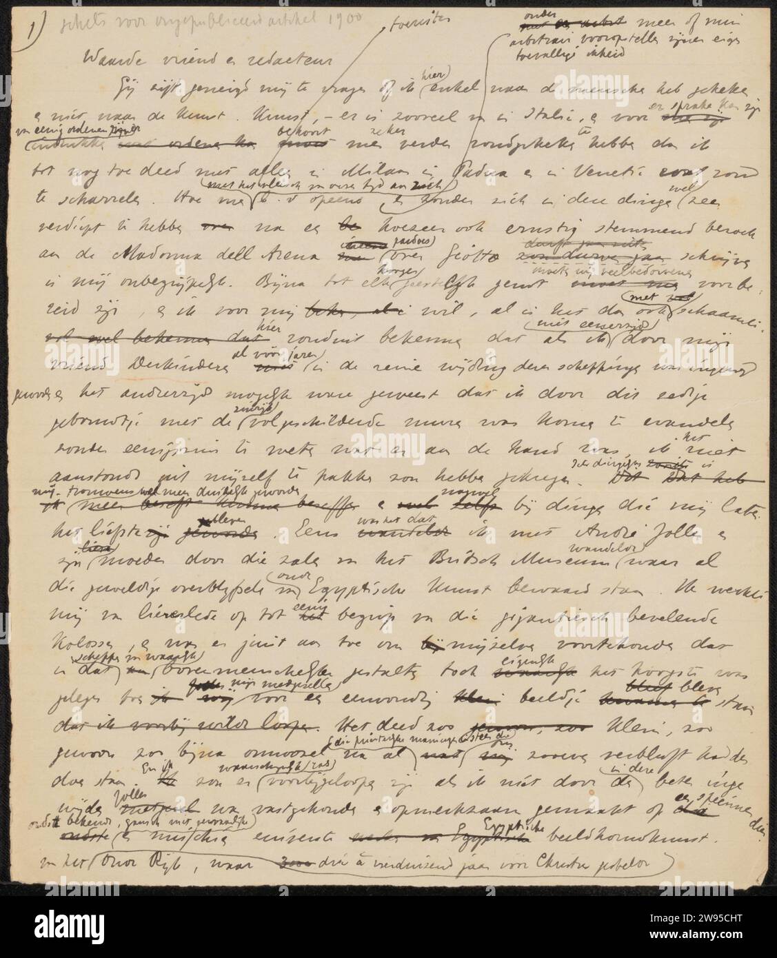 Handwriting, Jan Veth, 1900 manuscript ink. pencil writing (processes ...