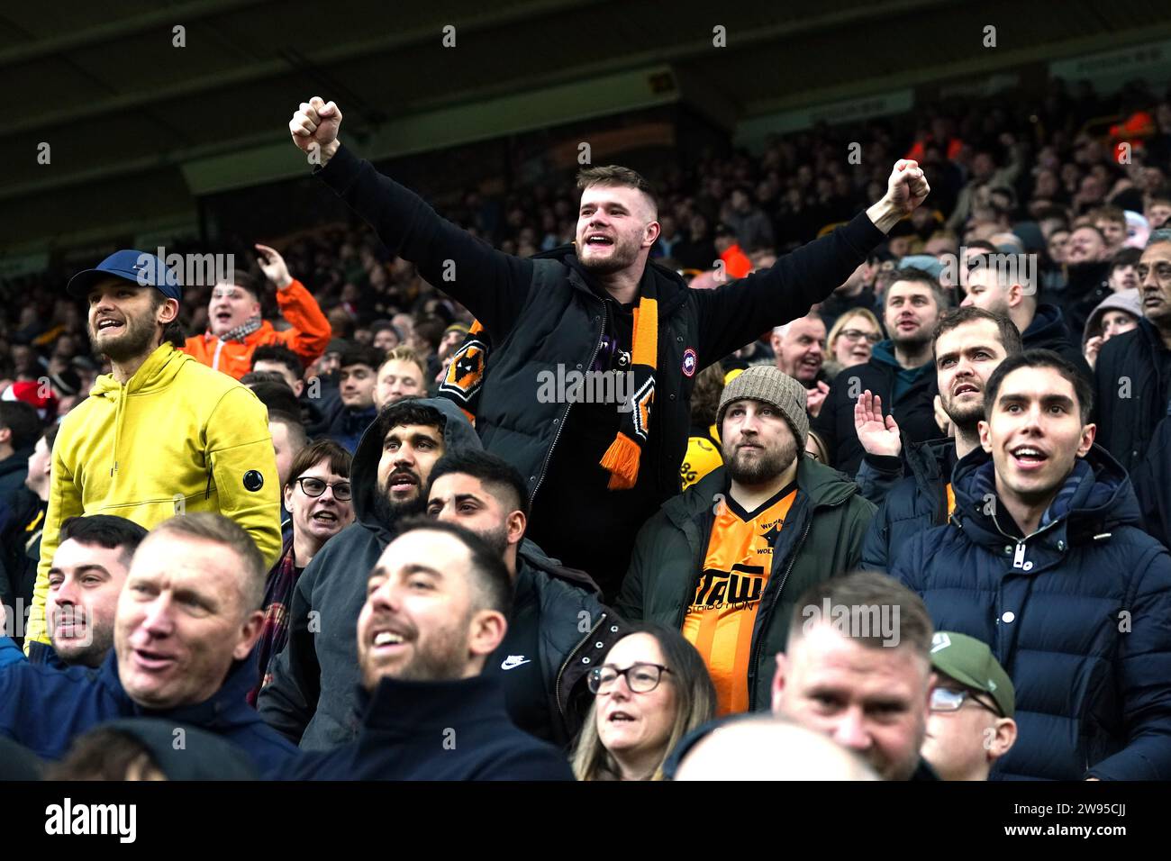 Wolverhampton Wanderers fans celebrate their side's first goal of the ...