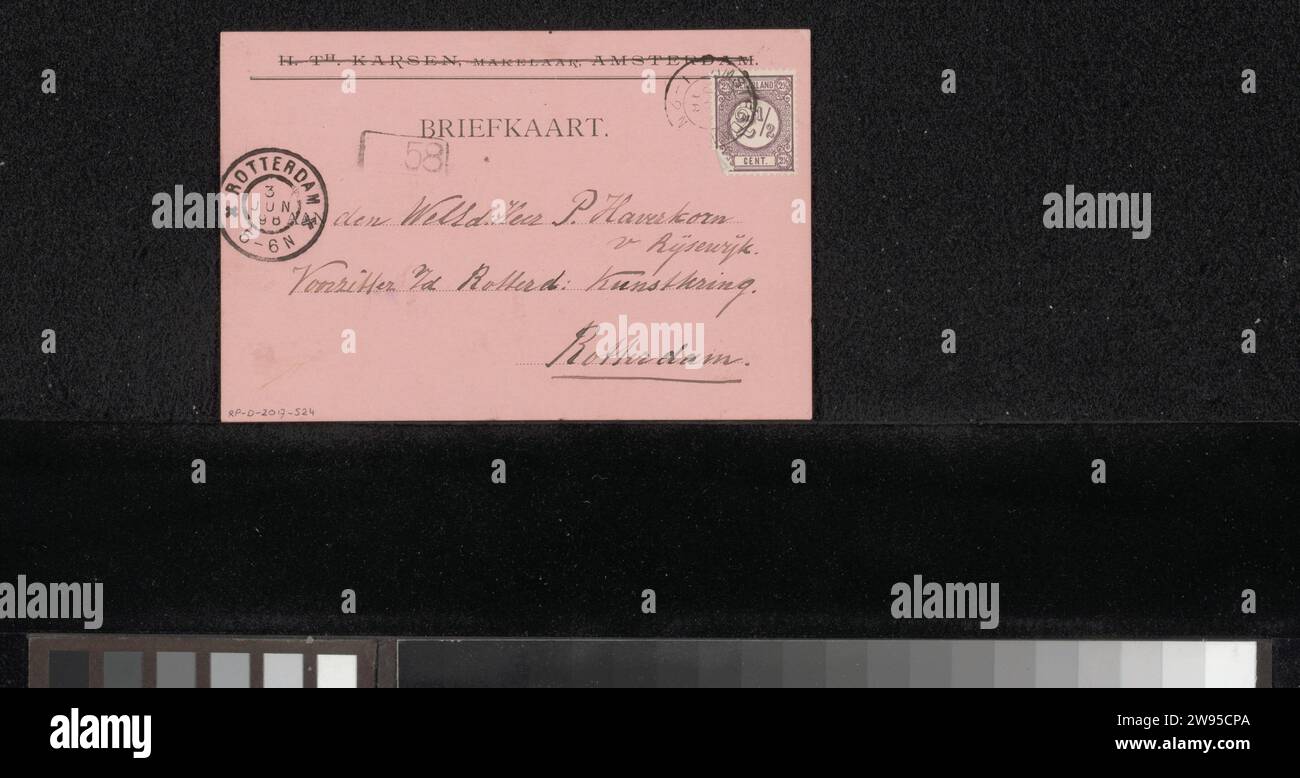 Postcard to Pieter Haverkorn van Rijsewijk, Eduard Karsen, 1896 ...