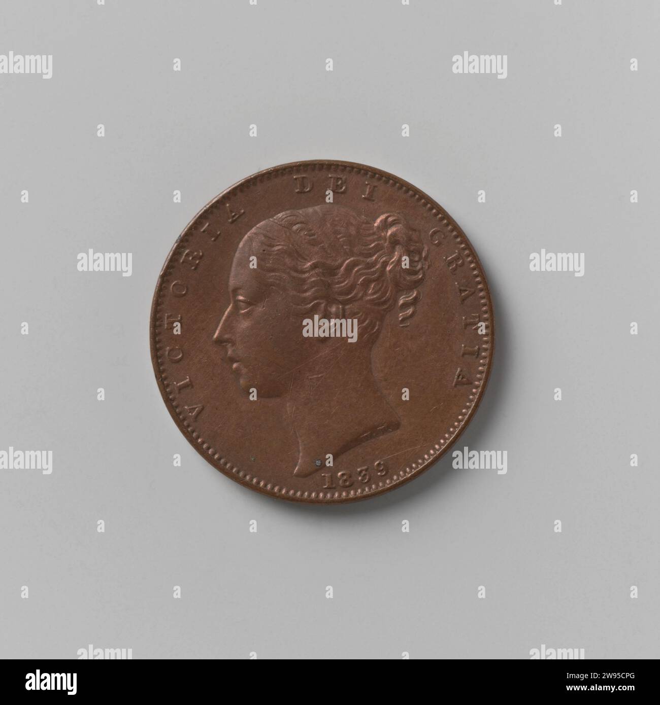 Farthing from England of Victoria, 1839 ,, 1839 coin Copper mint. Front ...