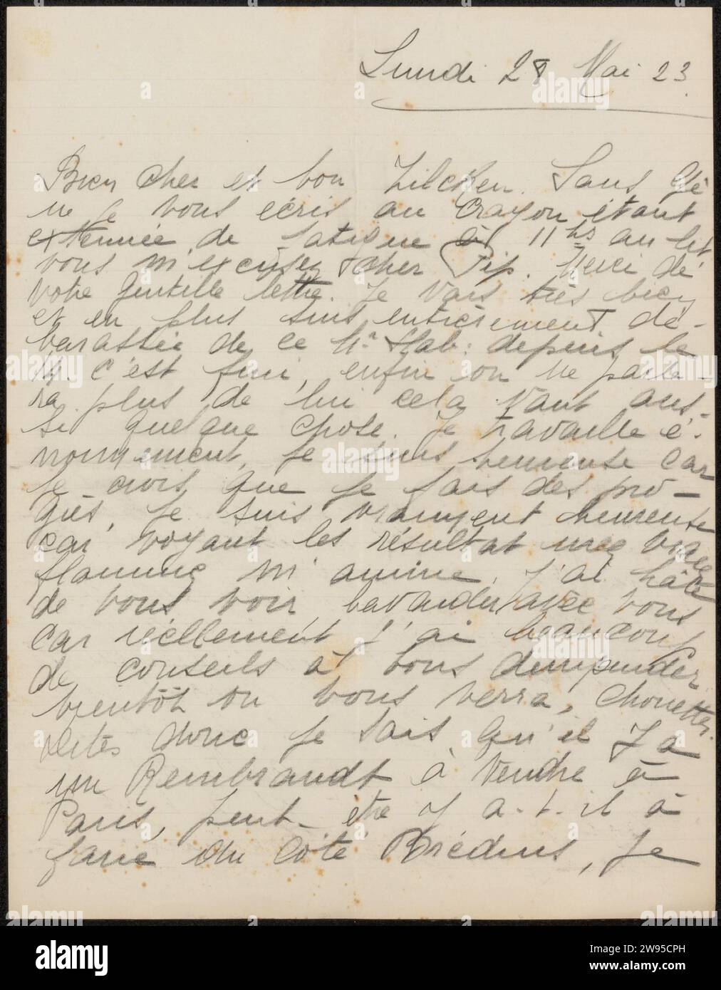 Letter to Philip Zilcken, 1923 letter chalk writing (processes) art ...