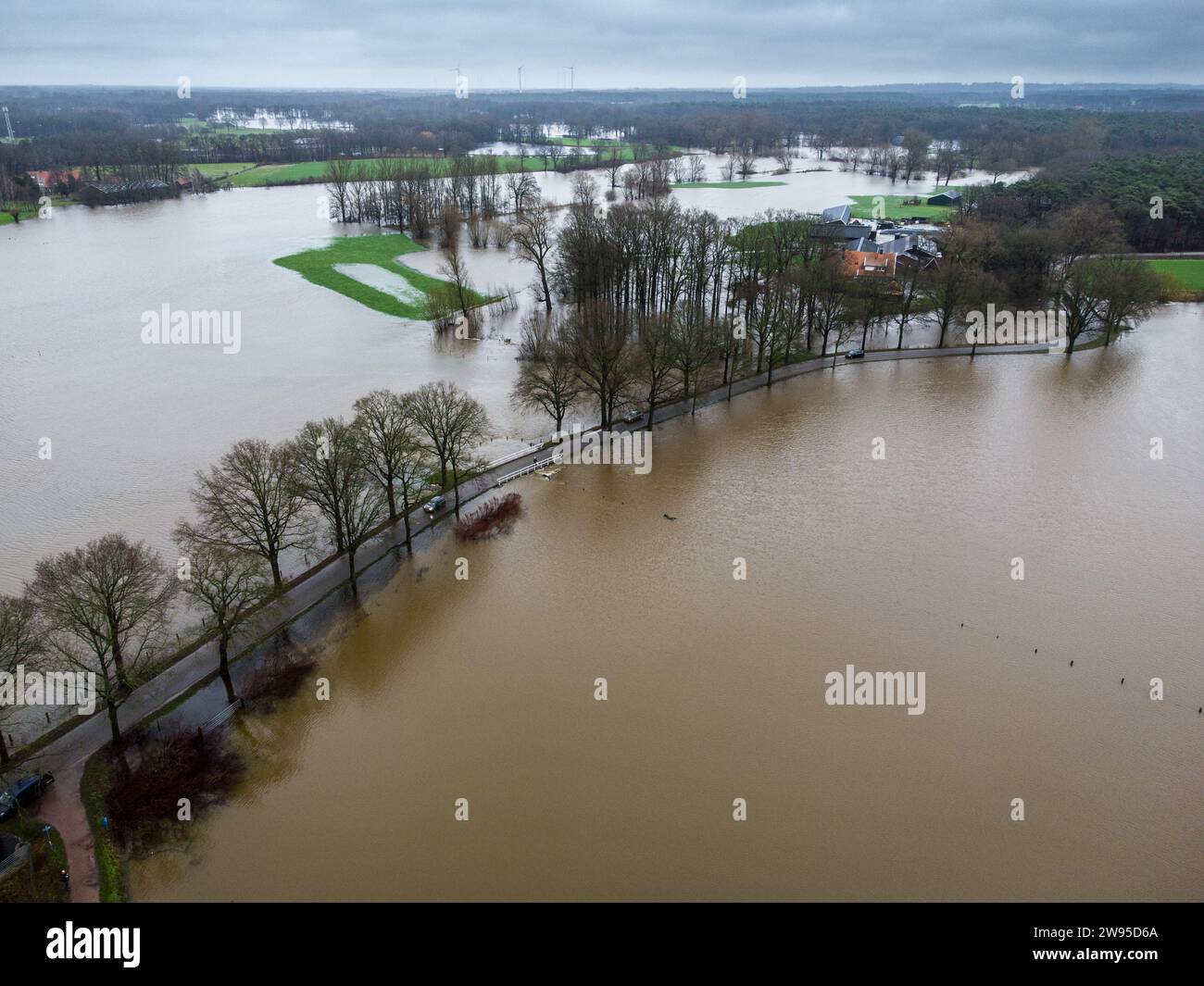 LOSSER - Drone photo of high water in De Dinkel that overflows its ...